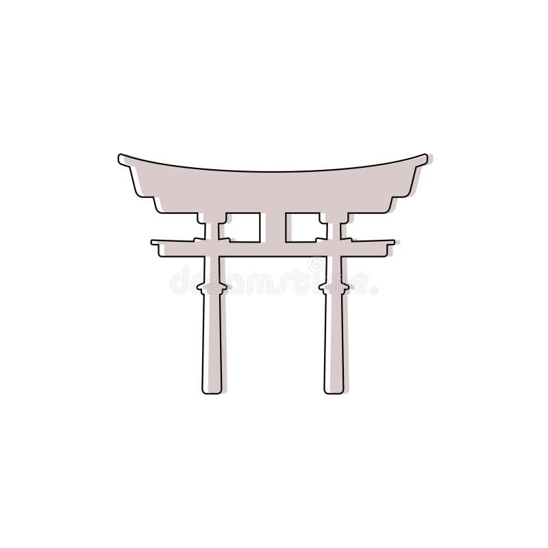 Torii Gate Line Pastel Coloured Vector Illustration. Japanese Symbol ...