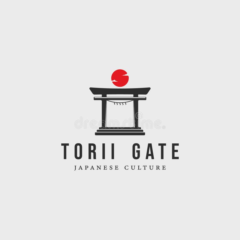 Torii Gate Logo Vintage Vector Illustration Concept Template Icon ...