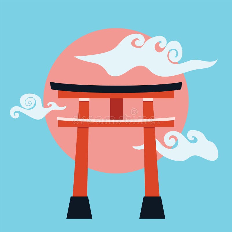 Torii Gate Minimal Illustration Stock Vector - Illustration of religion ...