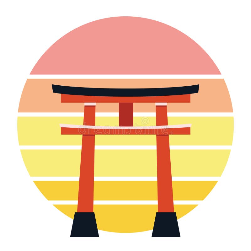 Torii Gate Minimal Illustration Stock Vector - Illustration of temple ...