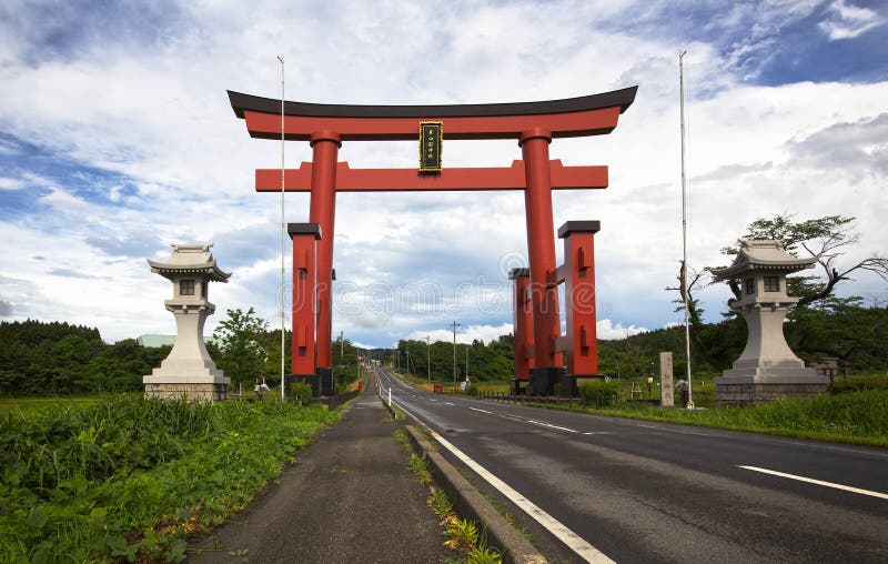 A Torii Gate with Road and Blue Sky Stock Photo - Image of rural, japan ...