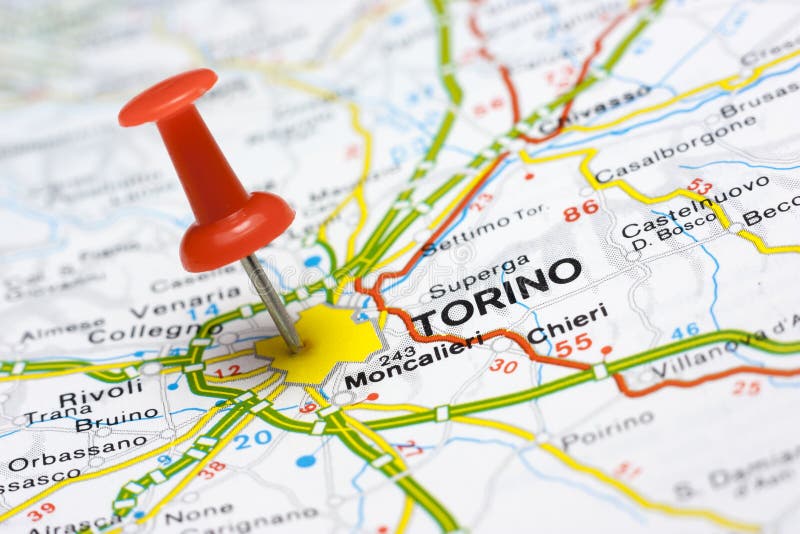 Torino su una mappa fotografia stock. Immagine di pagina - 53875658