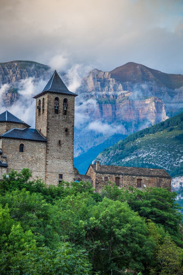 Torla Town in Ordesa National Pakr in the Spanish Pyrenees. Stock Photo ...