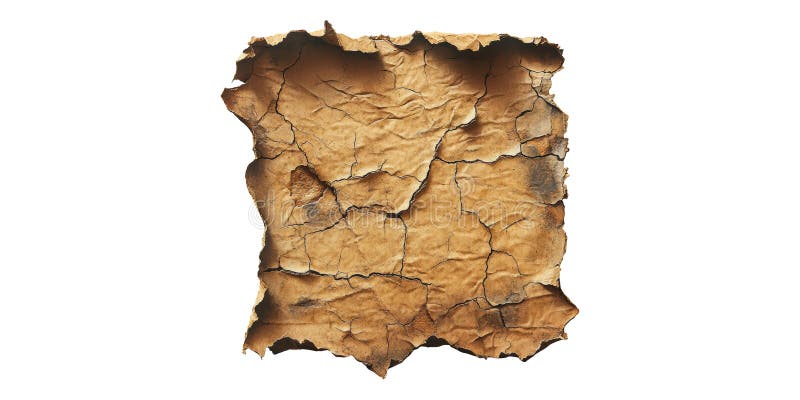 Torn Aged Parchment with Cracked Texture Isolated on Transparent ...