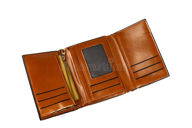 Torn Battered Empty Wallet Isolated on White Stock Image - Image of ...