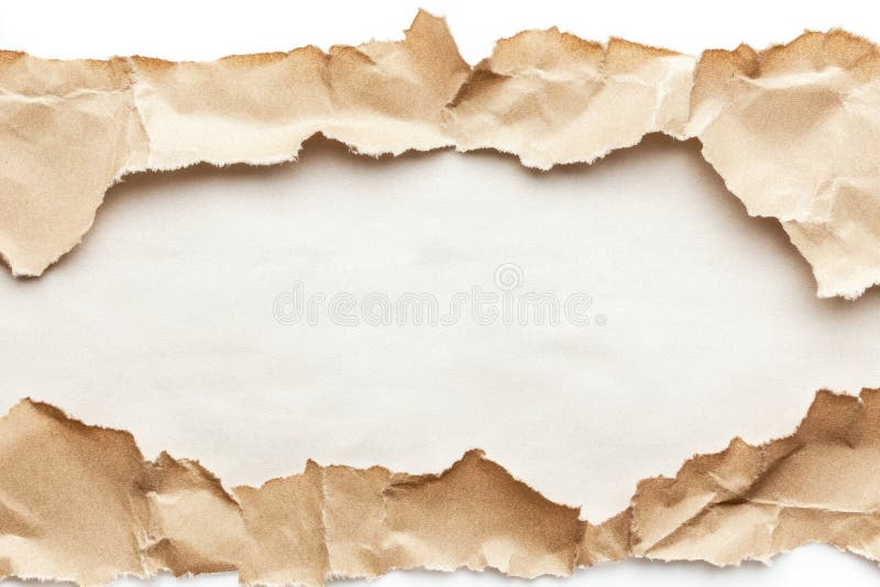 Torn Beige Paper with Rough, Crumpled Texture. Stock Photo - Image of ...