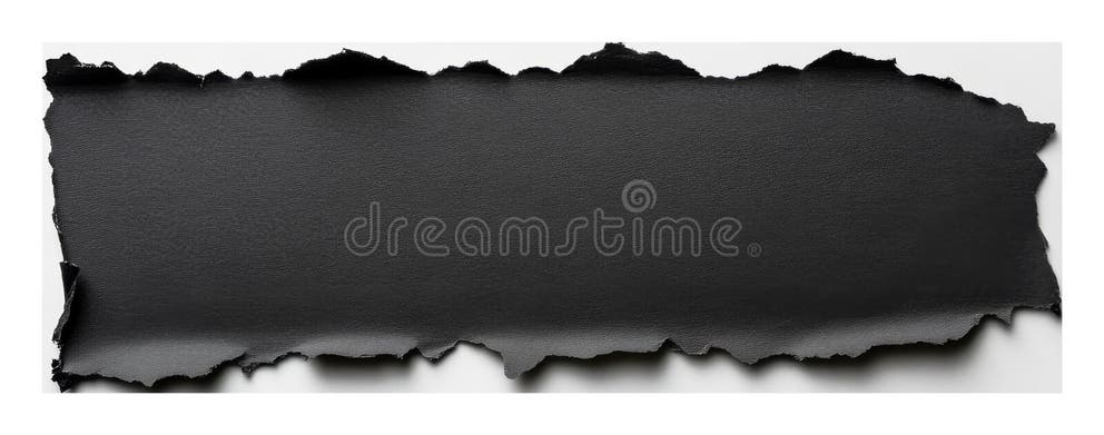 Torn Black Paper Strip with Rugged Edges, Horizontal Orientation ...