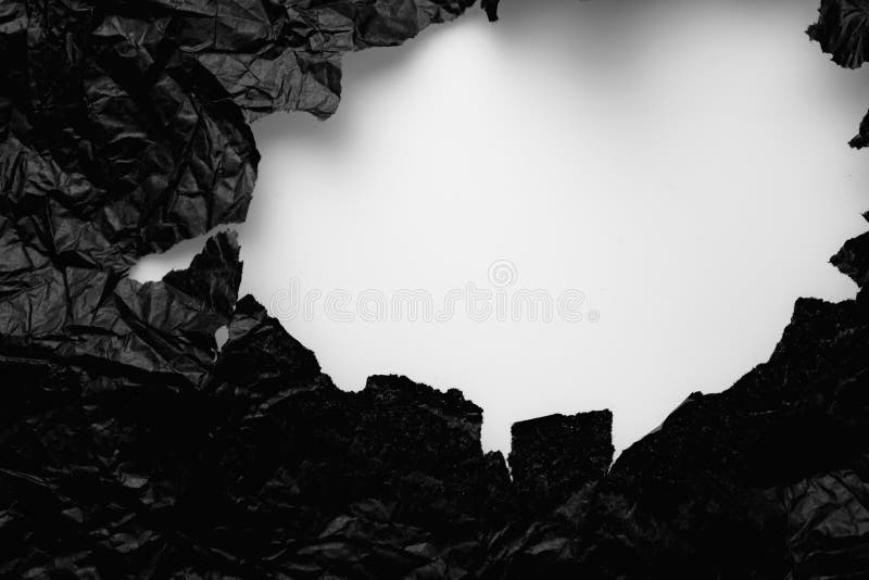 Torn Black Paper on a White Background Stock Image - Image of frame ...