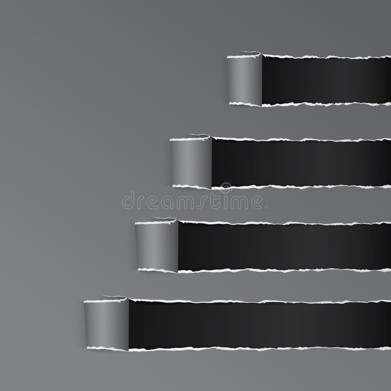 Torn Black Wrapped Curved Paper Gray Copy Space Stock Vector ...