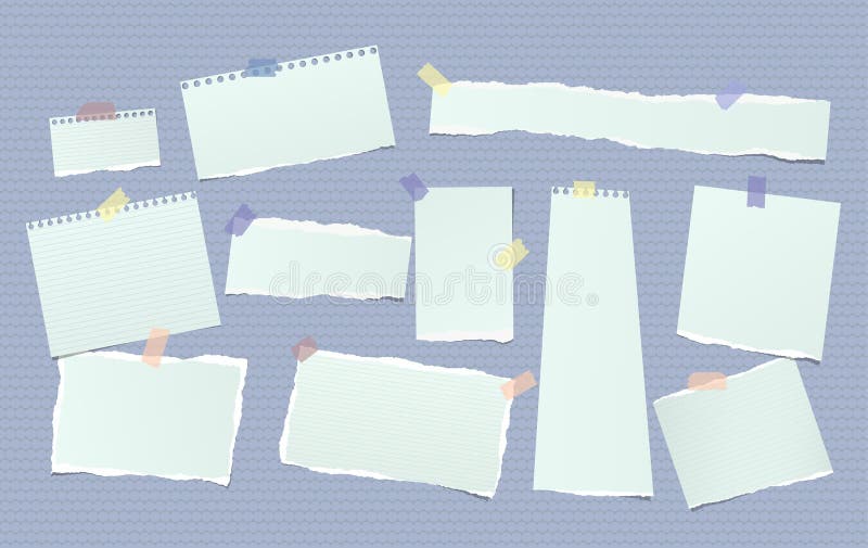 Torn Blue Note, Notebook Paper Pieces for Text Stuck with Sticky Tape ...