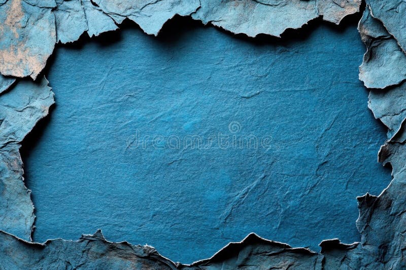 Torn Blue Paper Frame on Textured Background Creating a Creative and ...