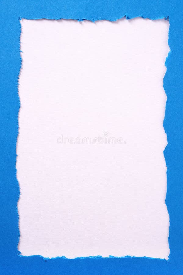 Torn Blue Paper Ripped Edge White Background Frame Vertical Stock Photo ...
