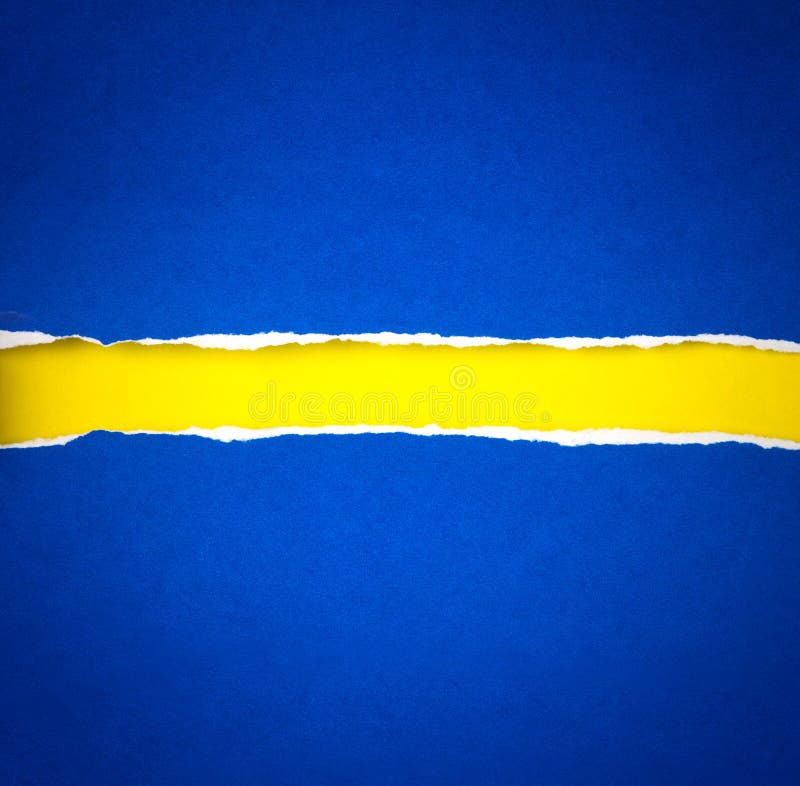 Torn Blue Paper and Space for Text with Yellow Paper Background Stock ...