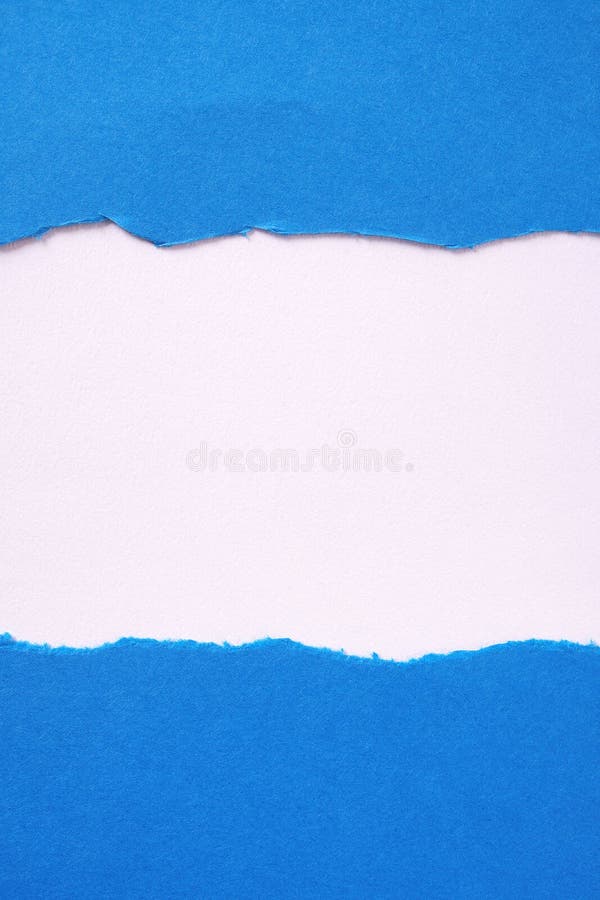 Torn Blue Paper Strip Border Frame White Background Flat Vertical Stock ...