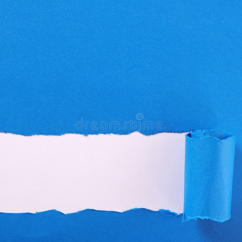 Torn Blue Paper Strip Curled Edge Border Frame Square Stock Photo ...