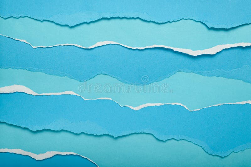 Torn Blue Paper Strips Simulating Sea Waves. Stock Image - Image of ...