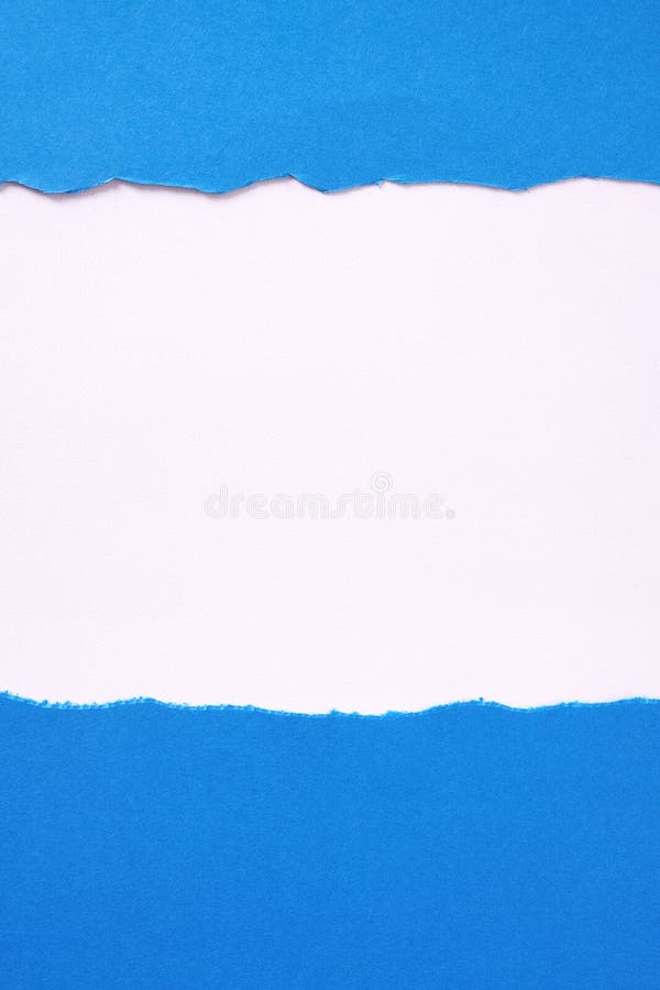 Torn Blue Paper Strip Headline White Background Border Frame Stock ...