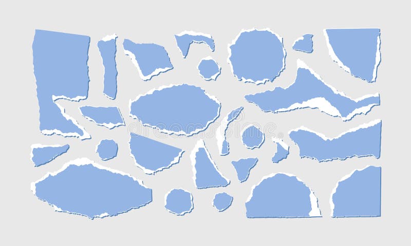 Torn Blue Paper with White Edge Isolated on Grey Background. Vector ...