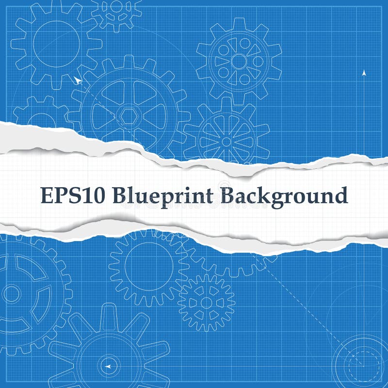 Torn Blueprint with Drawn Gears Stock Vector - Illustration of ...
