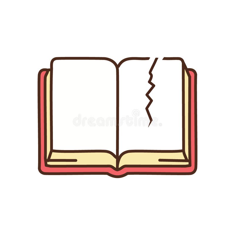 Torn Book Illustration. Open Book with a Crack in the Cover Stock ...