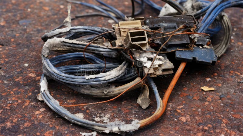 Torn broken cable stock illustration. Illustration of insulation ...