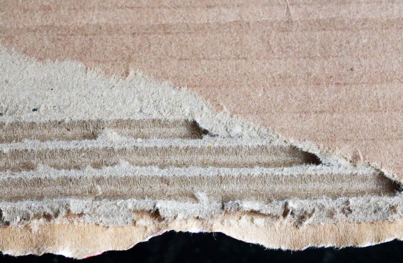 TORN BROWN CARDBOARD LAYERS REVEALING IMPACT ABSORBING STRUCTURE Stock ...