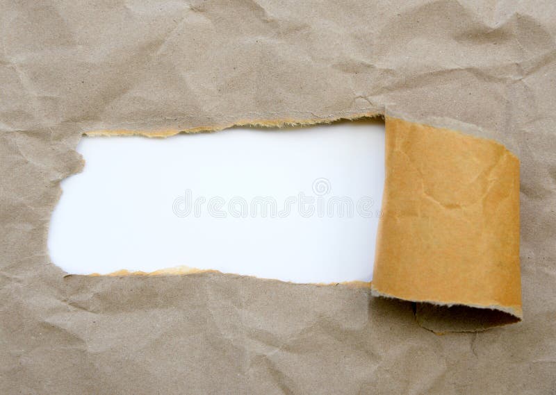 Torn brown paper stock photo. Image of card, destroy - 55966900