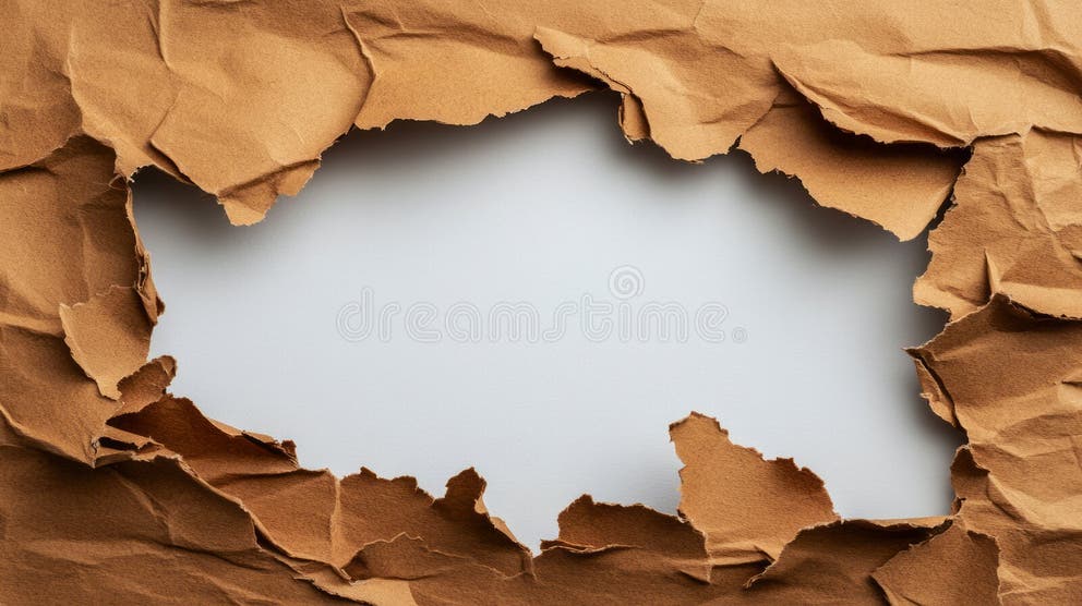 Torn Brown Paper Background with Space for Text or Image in Creative ...