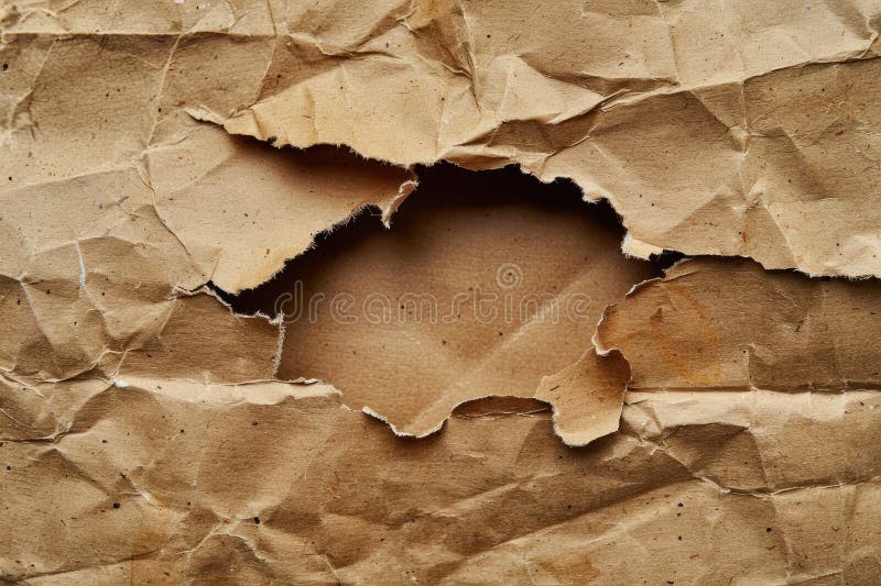 Torn Brown Paper with a Circular Gap in the Middle. Stock Photo - Image ...