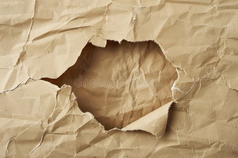 Torn Brown Paper with a Circular Gap in the Middle. Stock Image - Image ...
