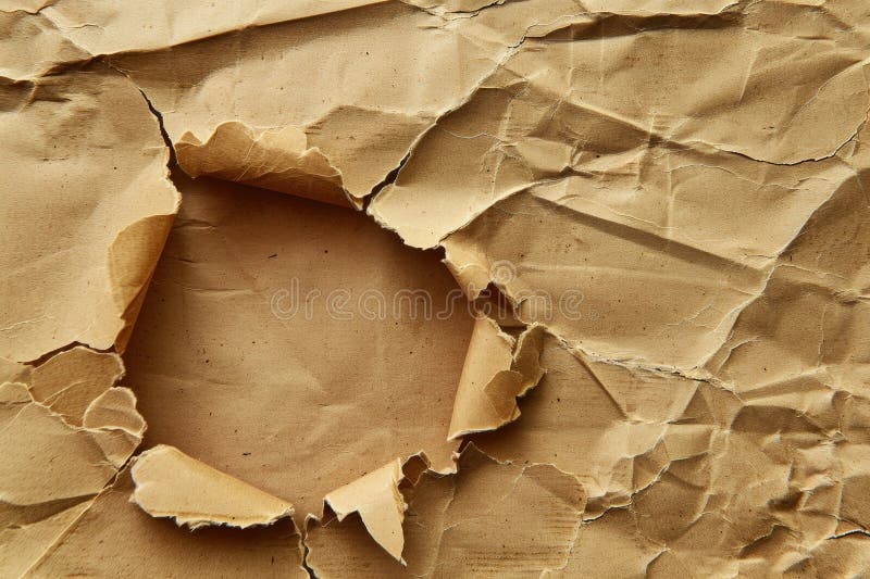 Torn Brown Paper with a Circular Gap in the Middle. Stock Photo - Image ...