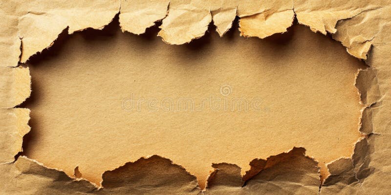 Torn Brown Paper Features a Central Hole, Showcasing Texture and Wear ...