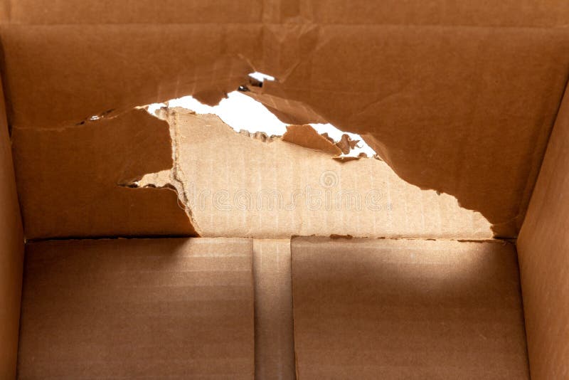 Torn Cardboard Box Inside View Stock Photo - Image of insurance, office ...