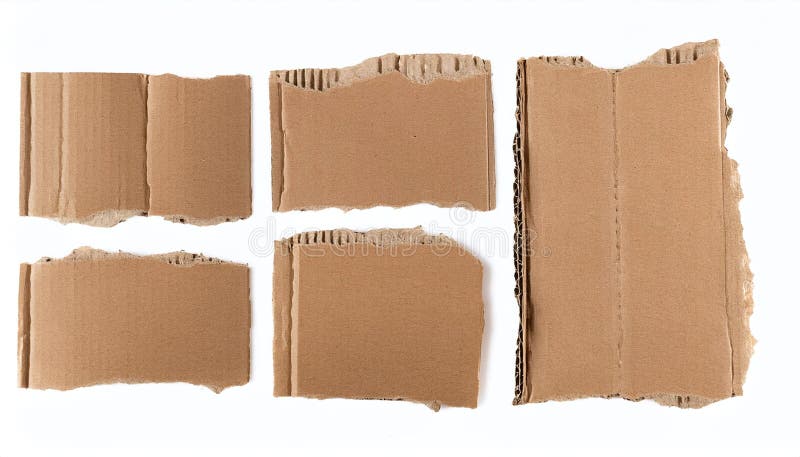 Torn Cardboard Papers on White Background Creating a Textured and ...