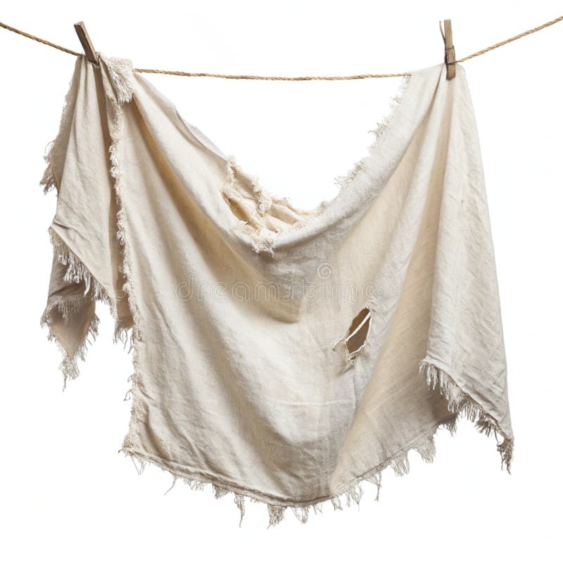 Torn Cloth Hanging Isolated on White Background Stock Illustration ...