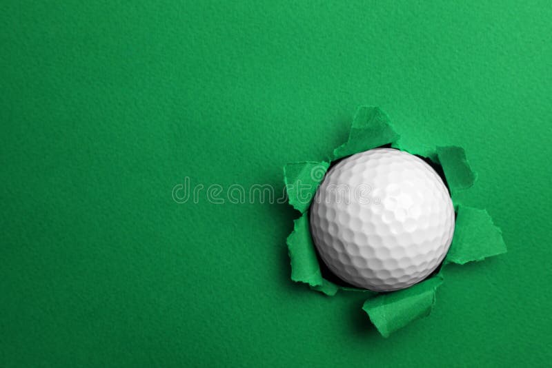 Torn Color Paper With Golf Ball. Sport Equipment Stock Photo - Image of ...