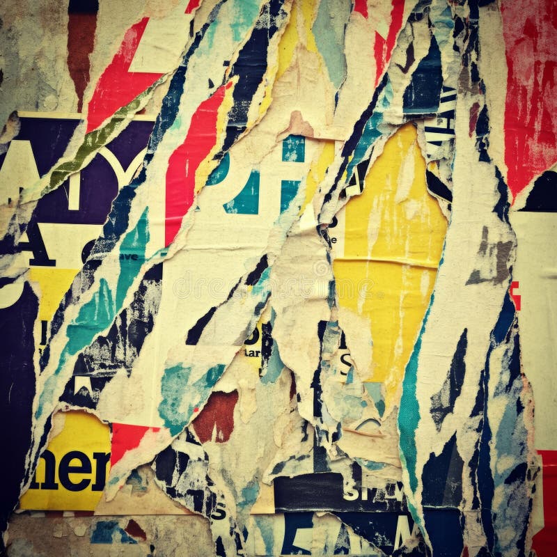 Torn Colorful Urban Posters with Overlapping Layers and Textures Stock ...