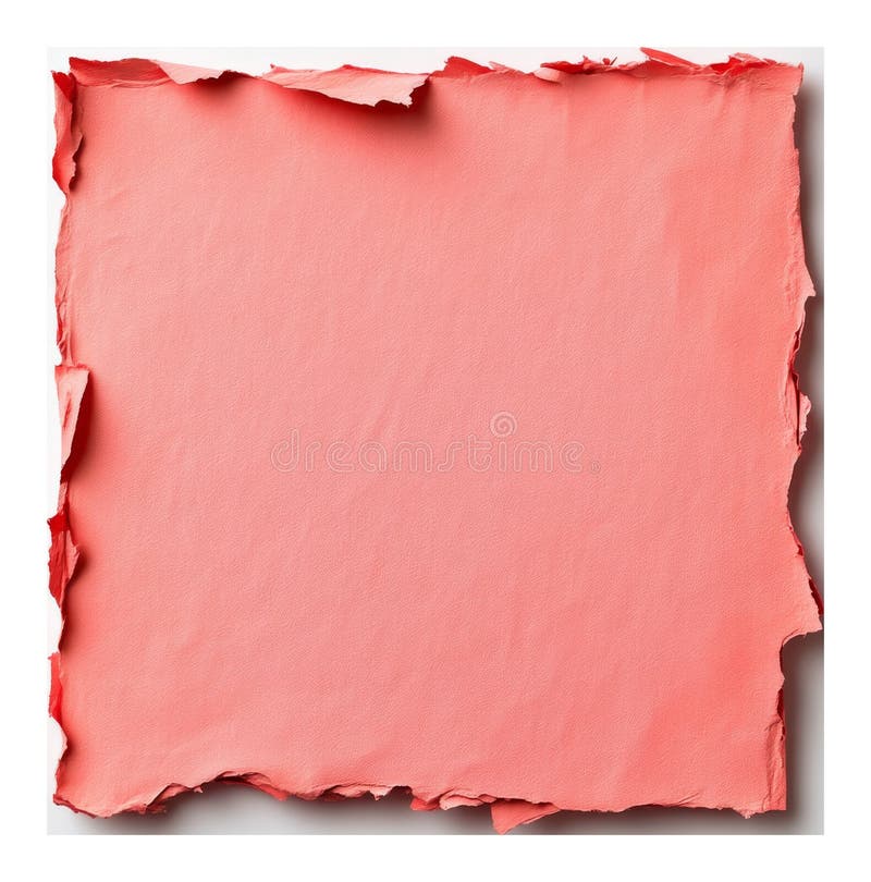 Torn Coral Paper with Rough Edges on Transparent Background. Texture ...