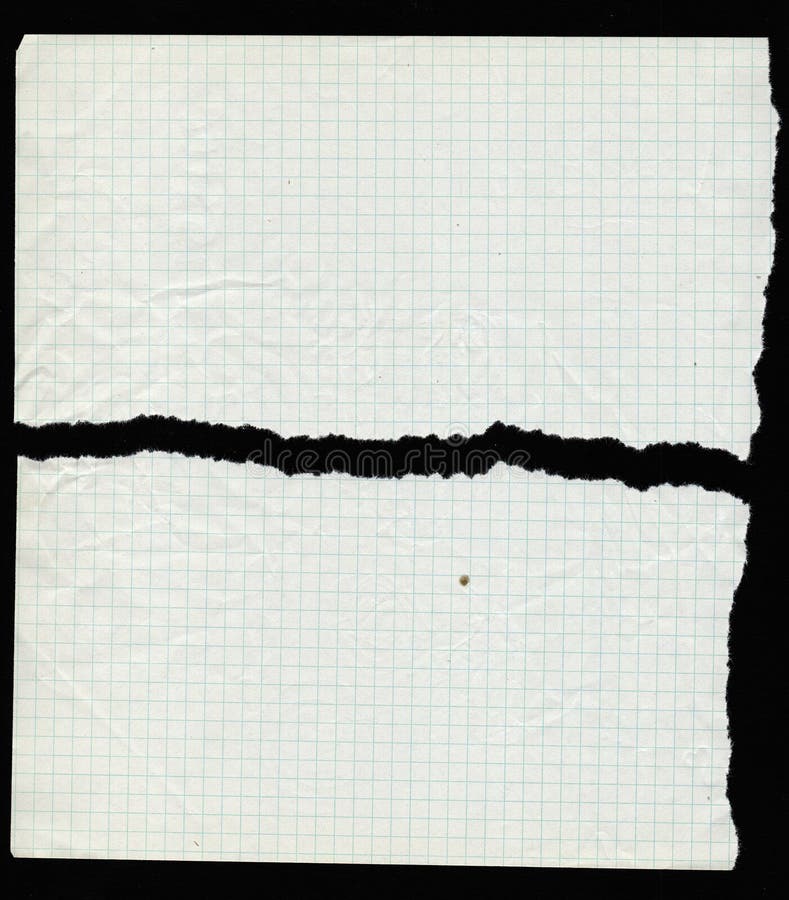 Torn and Creased Old Notebook Page with Square Grid Stock Illustration ...