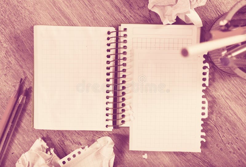 Torn Crumpled Notebook Sheet Stock Photo - Image of pencil, ball: 92535110