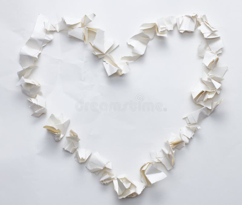 Torn Crumpled Paper Heart Shape Stock Photo - Image of torn, white ...