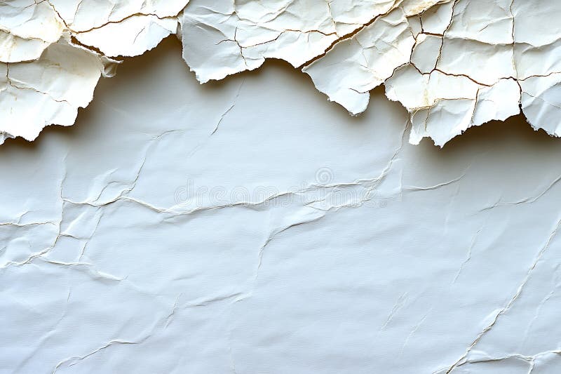 Torn and Crumpled White Paper Texture Background with Copy Space Stock ...