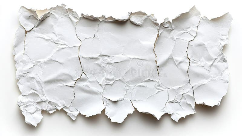 Torn, Crumpled White Paper Texture Isolated on White Background Stock ...