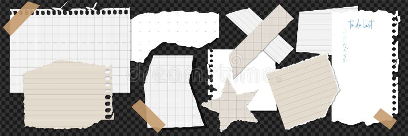 Torn and Cut Paper Sheets Set for Trendy Collages. Pieces of Notepad ...