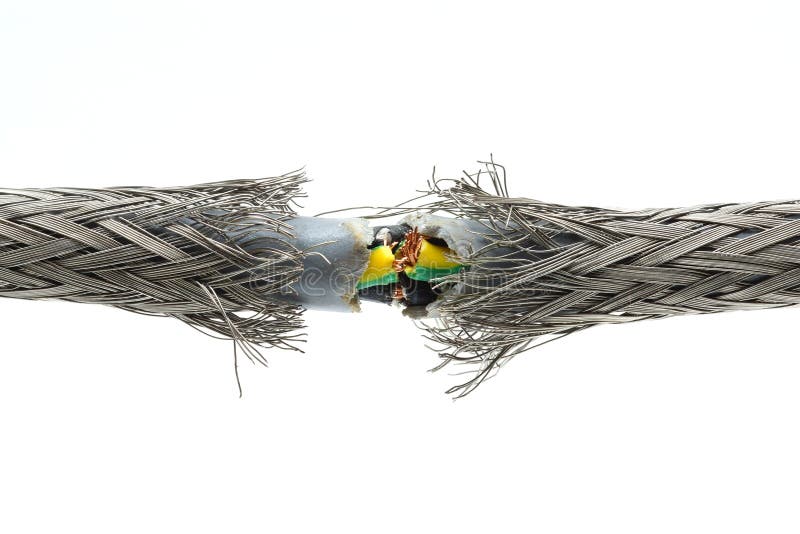 Torn damaged power cable stock image. Image of incident - 37646239