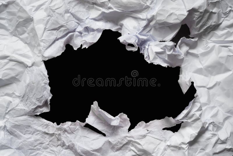 Torn Damp Paper. a Ripped Hole in Crumpled Paper Stock Image - Image of ...