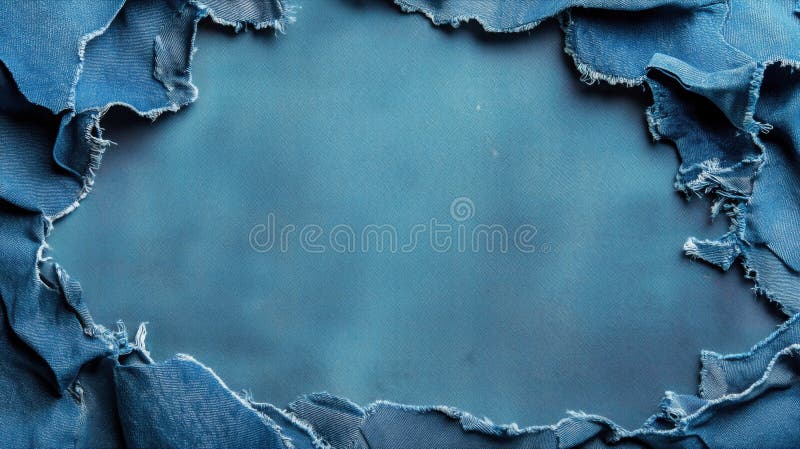 Torn Denim Fabric with Frayed Edges, Blue Background Stock Image ...