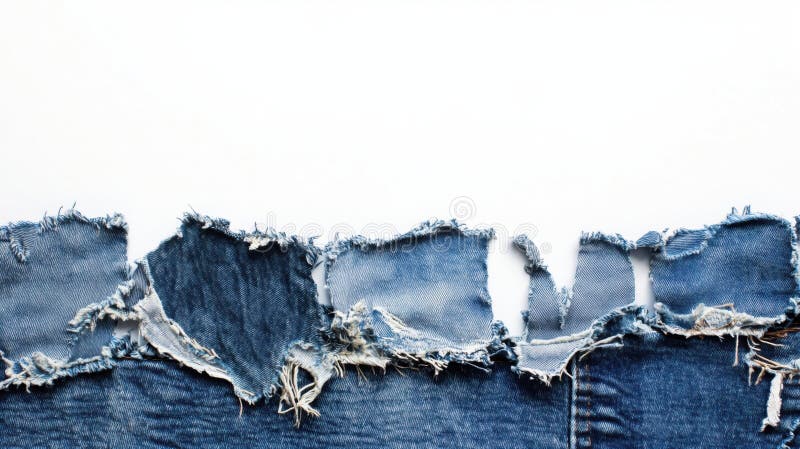 Torn Denim Fabric with Frayed Edges and Textures Stock Image - Image of ...