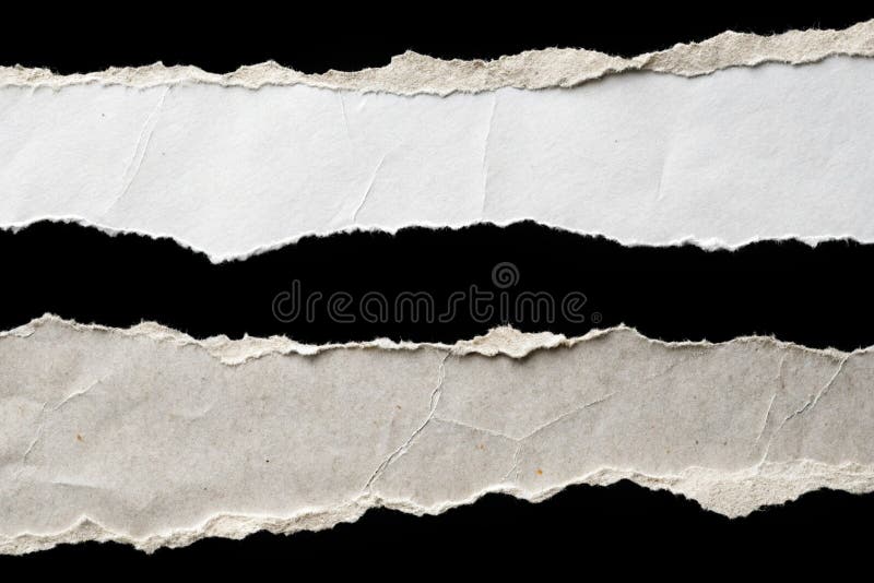 Ripped Torn Paper Edges Isolated on Black Background Stock Illustration ...