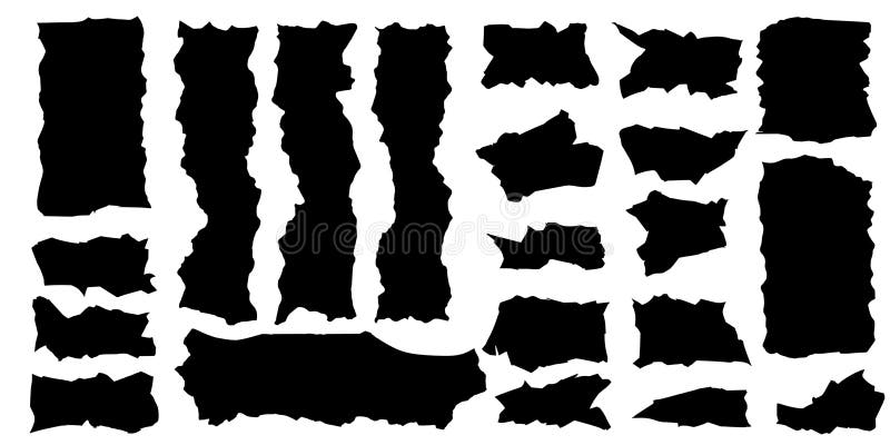 Torn Edges Paper Sheets Silhouettes. Isolated Papers Elements with ...